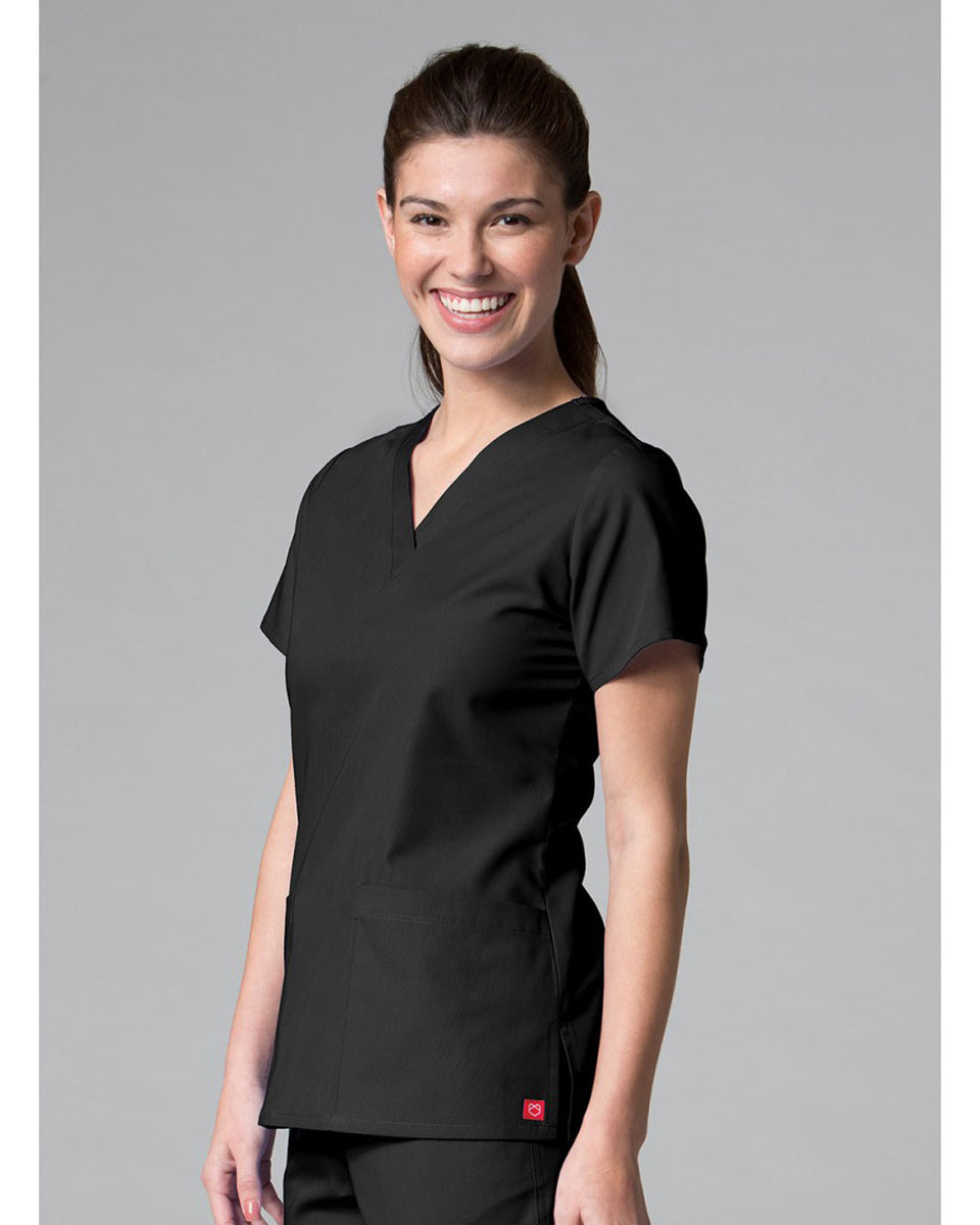Maevn Women's V-Neck Two Pocket Scrub Top- Black – Hunter Scrubs