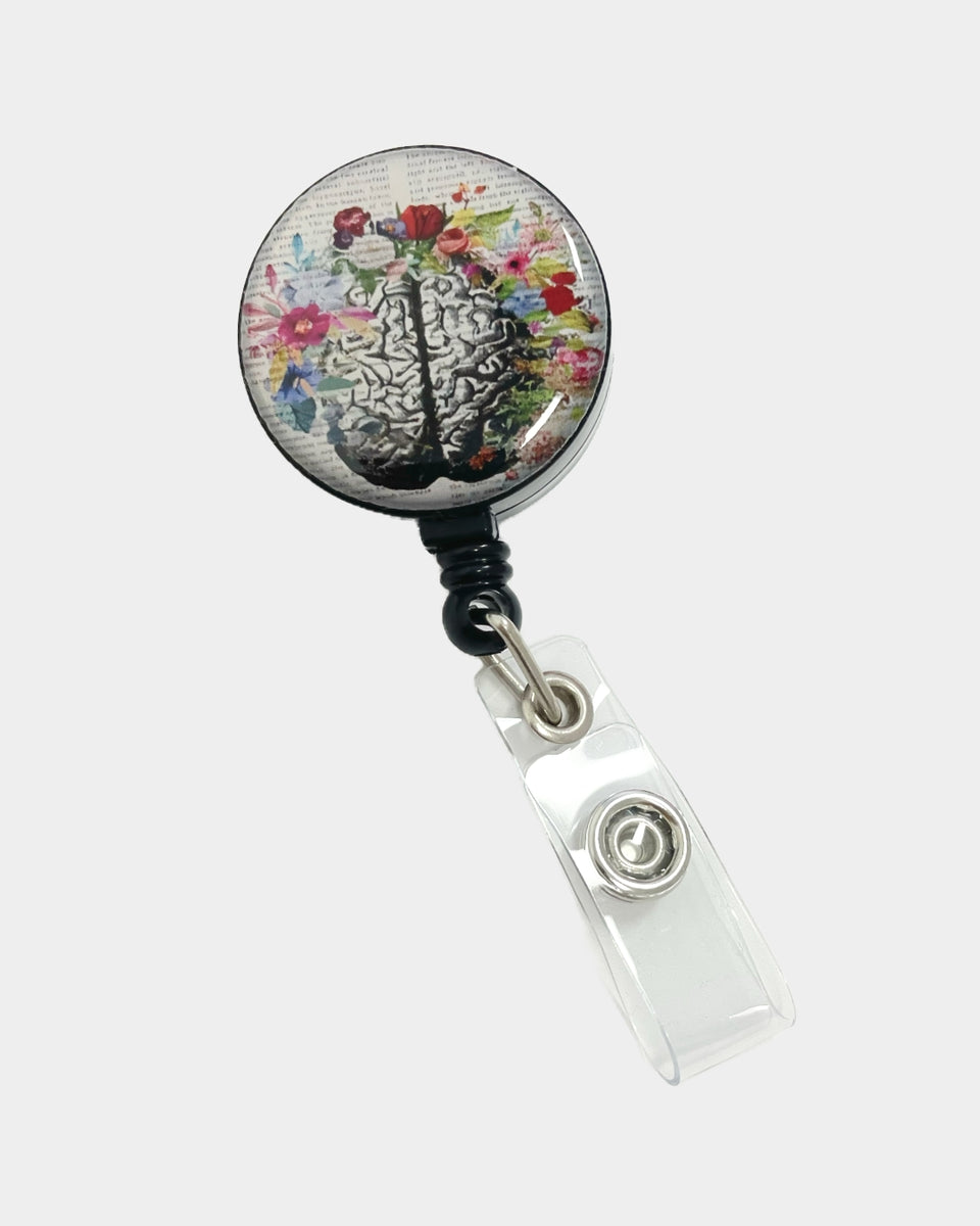'Floral Brain' ID Badge Holder – Hunter Scrubs