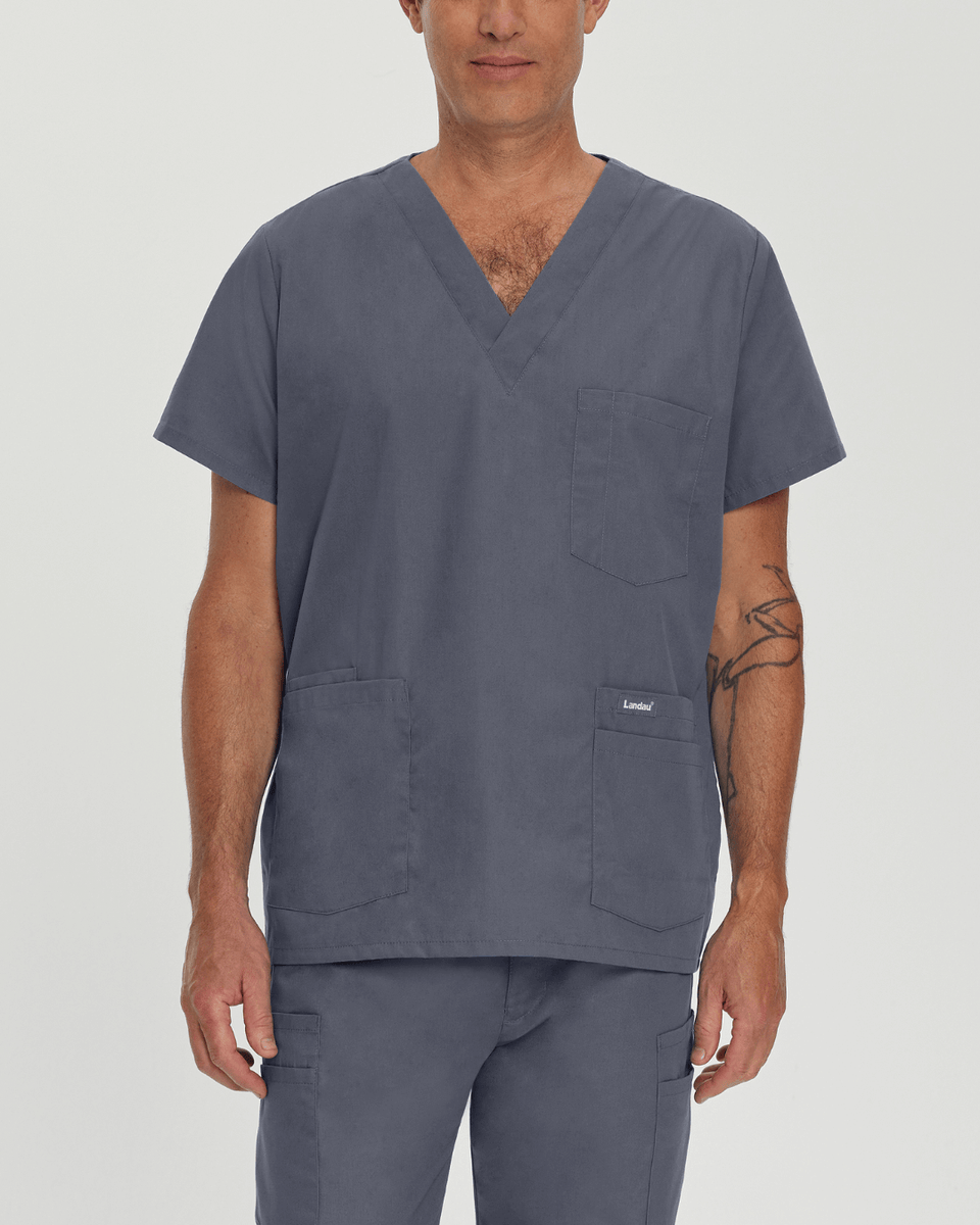 Men's Essentials Scrub Set - Steel Grey | Budget-Friendly Mens Scrubs ...